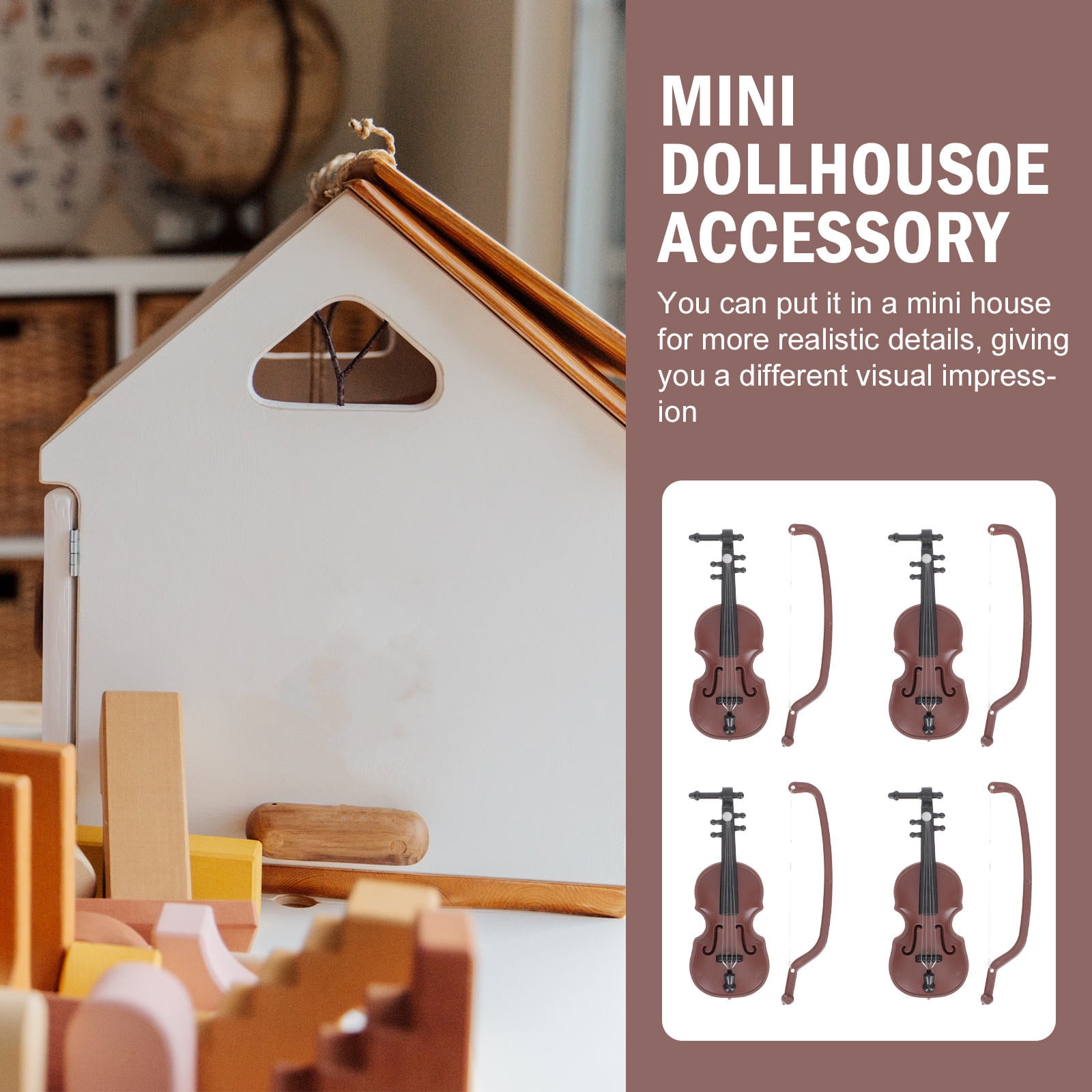 LOLIPPYY 4Pcs Miniature Violin Toy Plastic Assorted Color for ...