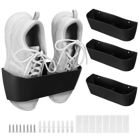 LOLIPPYY 4Pcs Modern Freestanding Shoe Rack Black Organizer with Easy ...