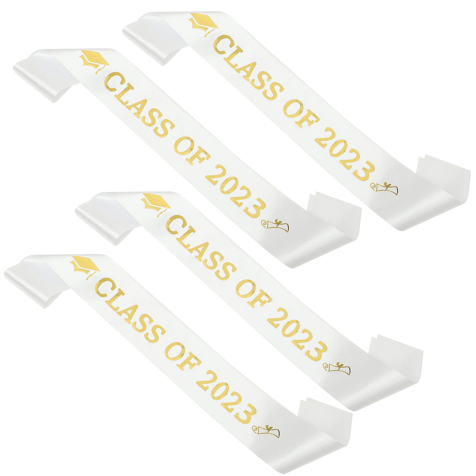 LOLIPPYY Set of 4 White Satin Graduation Sashes, 160x9.5cm Each ...