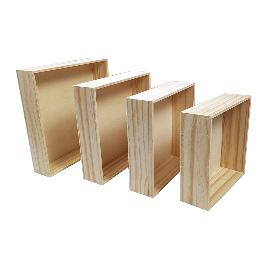 LOLIPPYY 4Pcs Wooden Organizer Boxes Square Shape for Desktop Storage ...