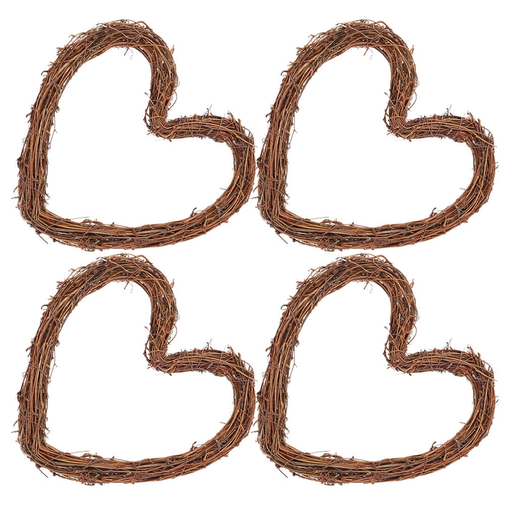 LOLIPPYY 4-Pack Heart Shaped Rattan Wreath Frames for Crafting and ...