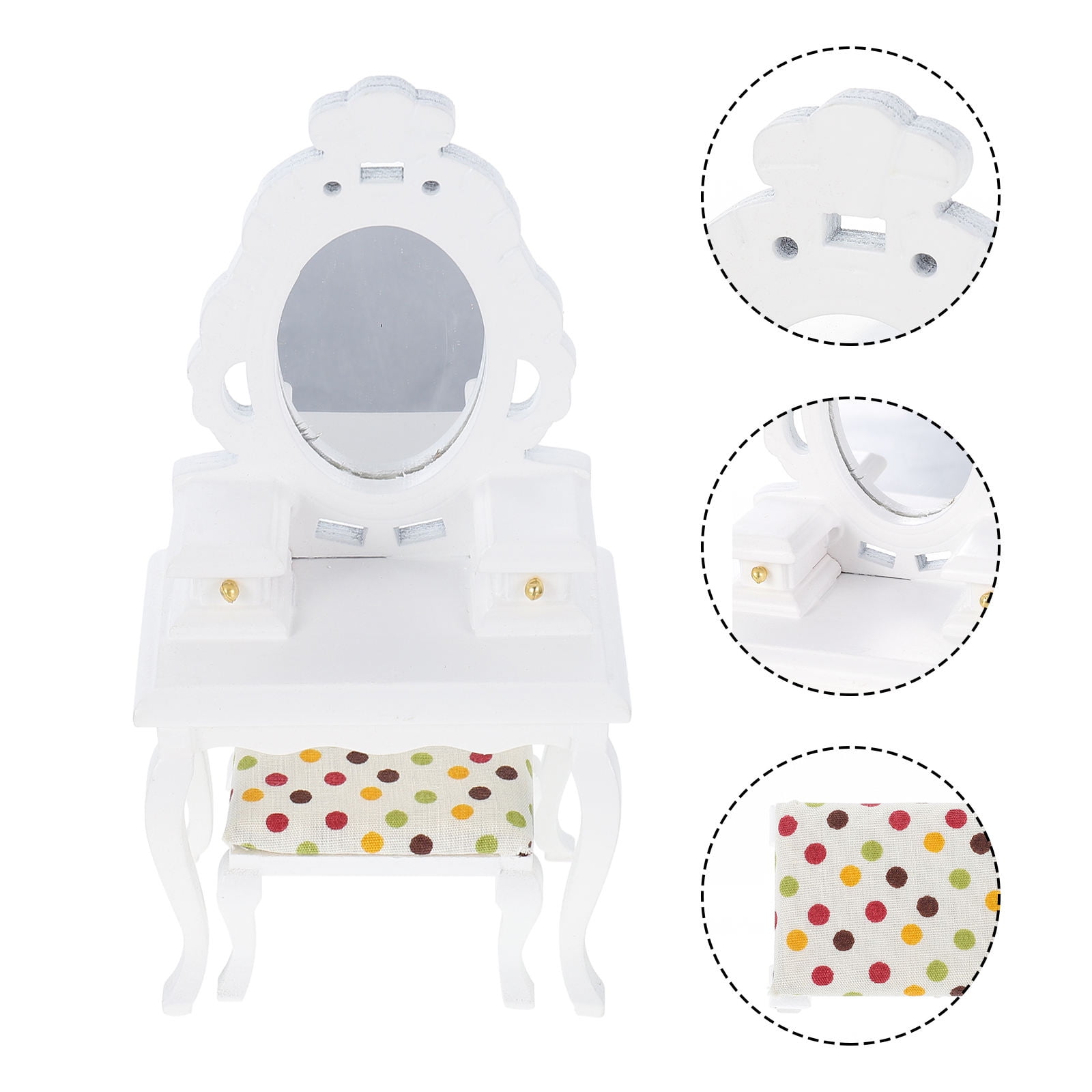 LOLIPPYY 4Set Miniature Dressing Table and Stool for Dollhouse ...