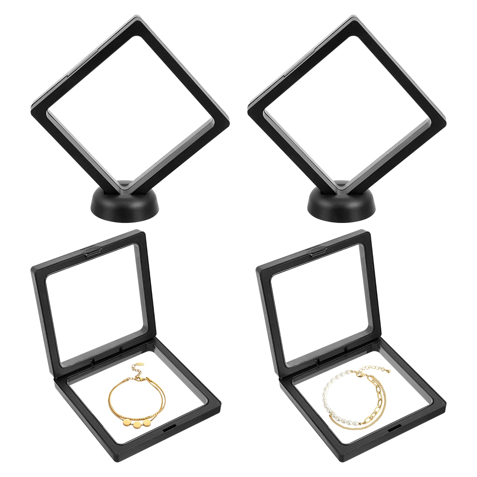 LOLIPPYY 4Sets Black Jewelry Display Case Stand for Jewelry Shop and ...