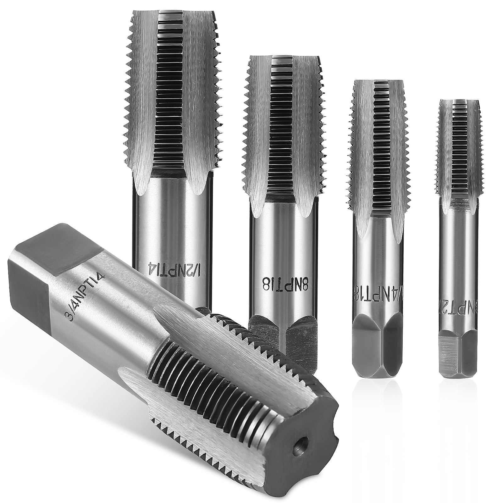 LOLIPPYY 5 Pcs Npt Tap Set Npt Pipe Tap 1/8, 1/4, 3/8, 1/2, 3/4 Screw ...