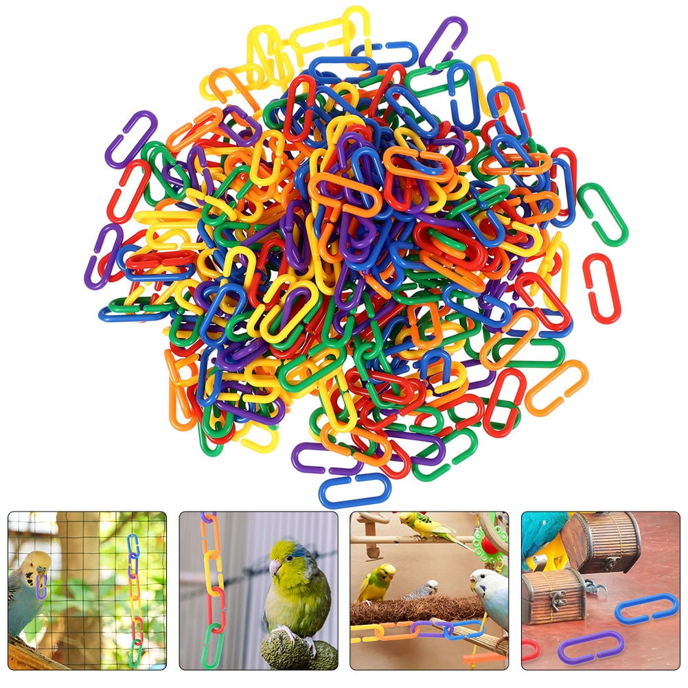 LOLIPPYY 500Pcs Plastic Linking Rings Bird Chain Toy Bright Color for ...