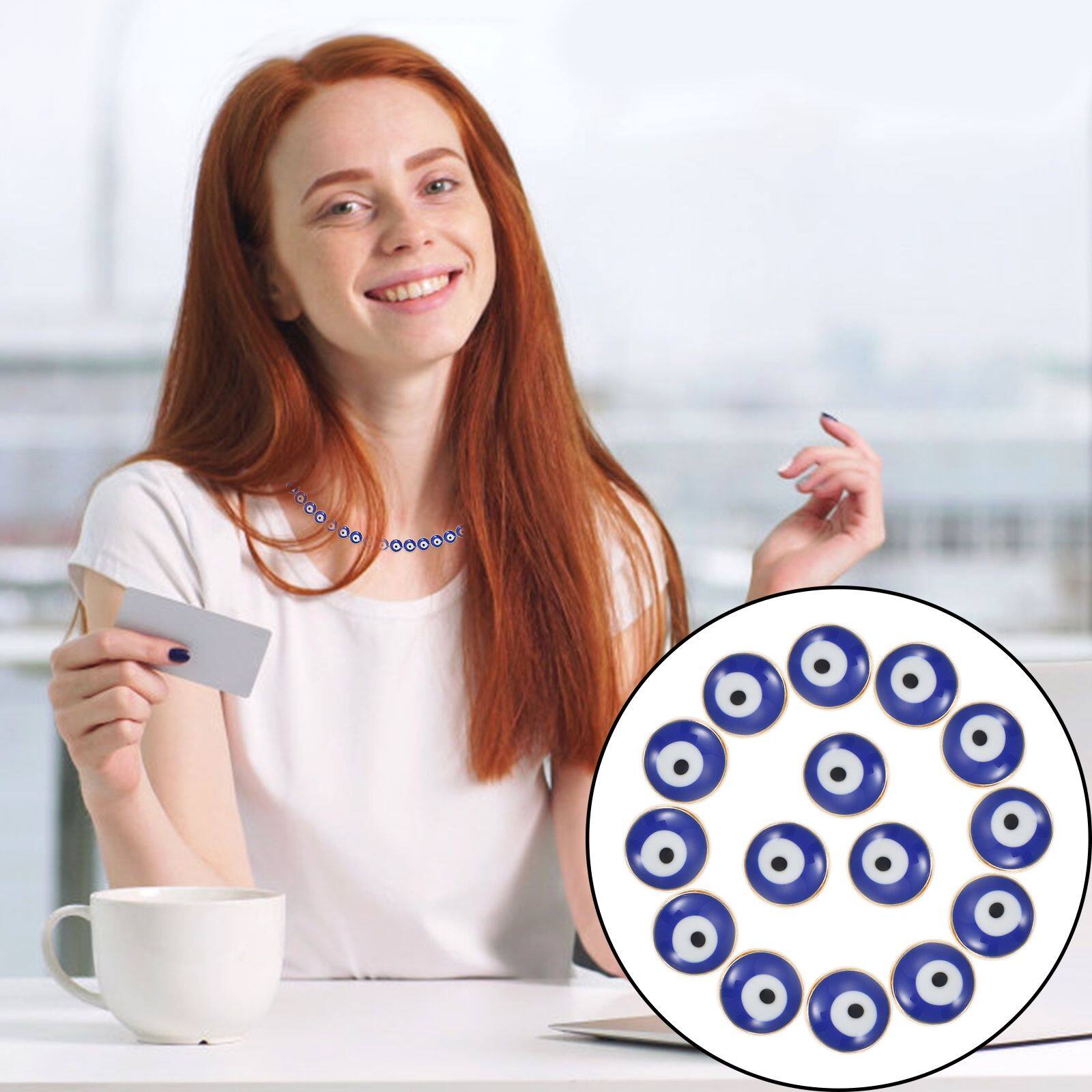 LOLIPPYY 50Pcs Blue Evil Eyes Pendant with Turkish Design for Diy ...