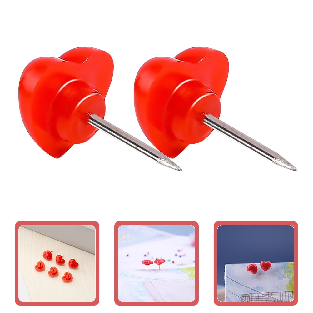 LOLIPPYY 50Pcs Heart Location Markers Red Plastic Push Pins for Cork ...