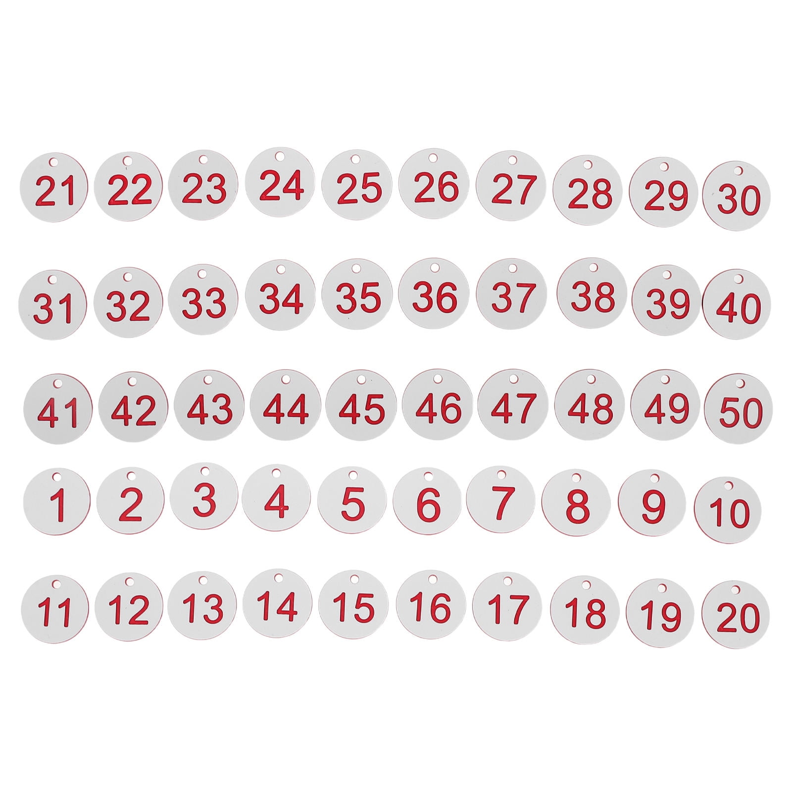 LOLIPPYY 50Pcs Numbered Hole Tags Plastic White for Locker Room Coat ...