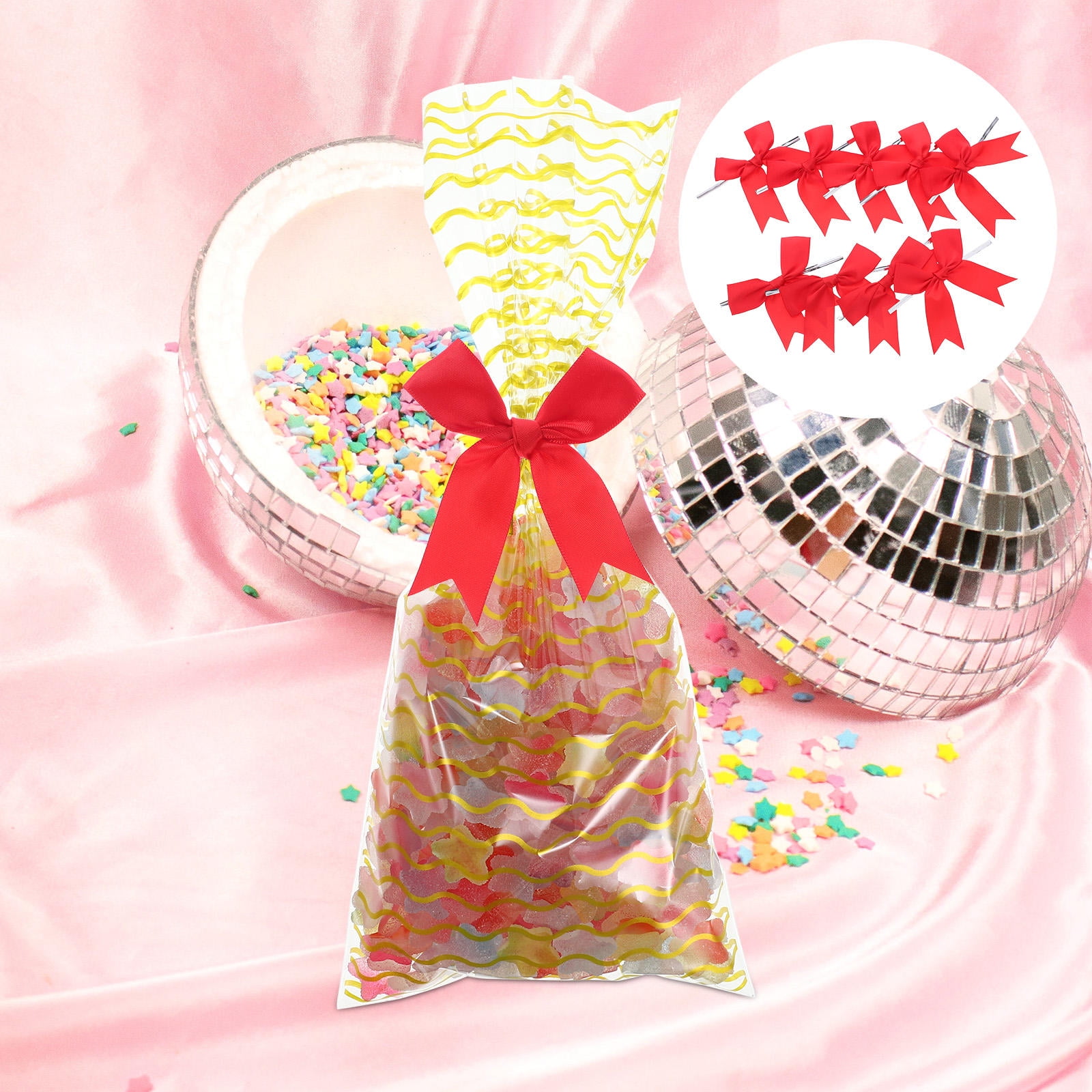 LOLIPPYY 50Pcs Small Red Ribbon Bows for Candy Packaging and Elegant ...