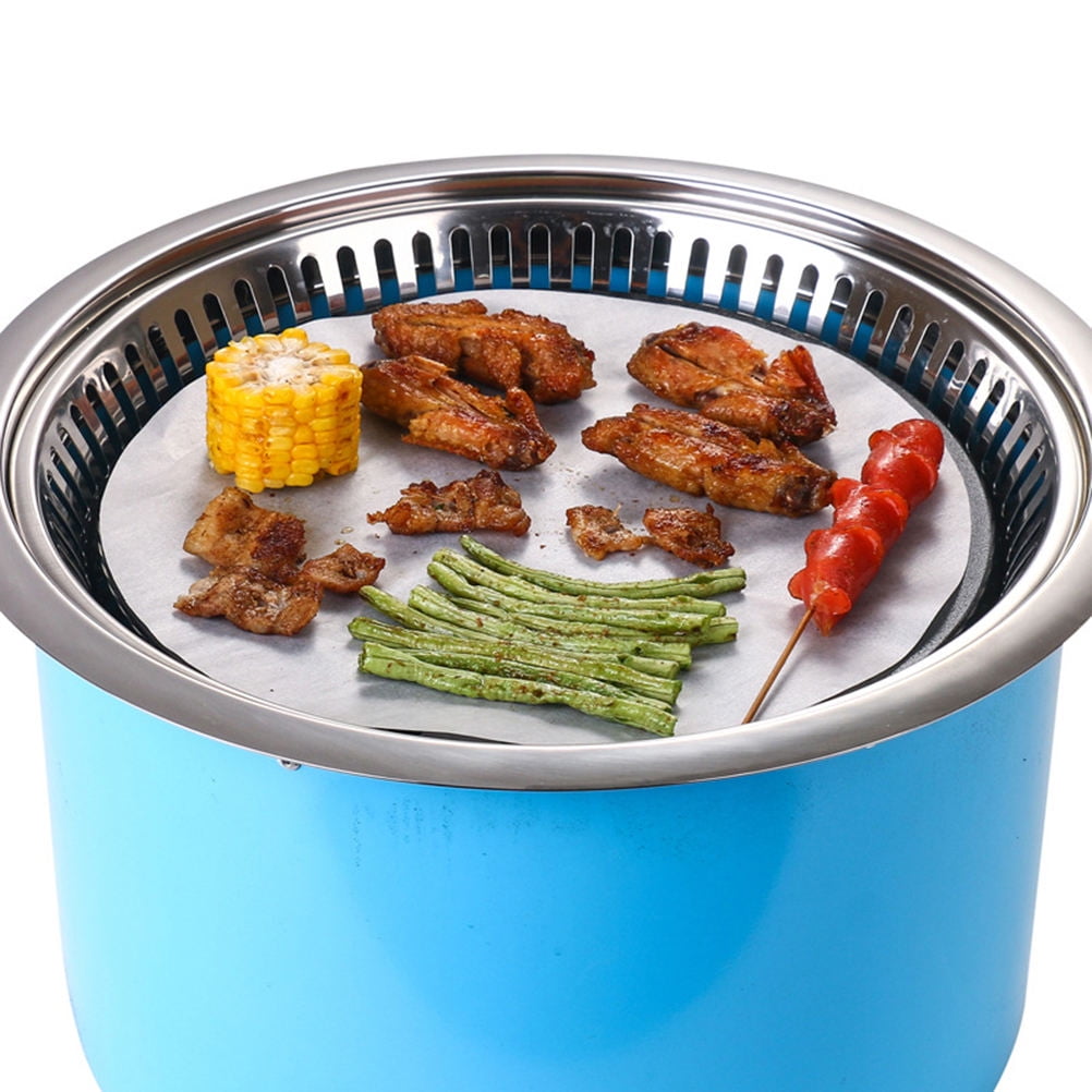 LOLIPPYY 50Pcs White Barbecue Paper Non Stick Round Bbq Supplies for ...