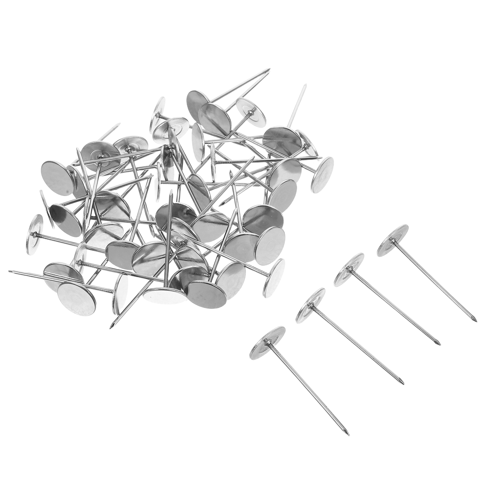 LOLIPPYY 50pcs Silver Upholstery Tack Nails for Decoration Flat Head ...