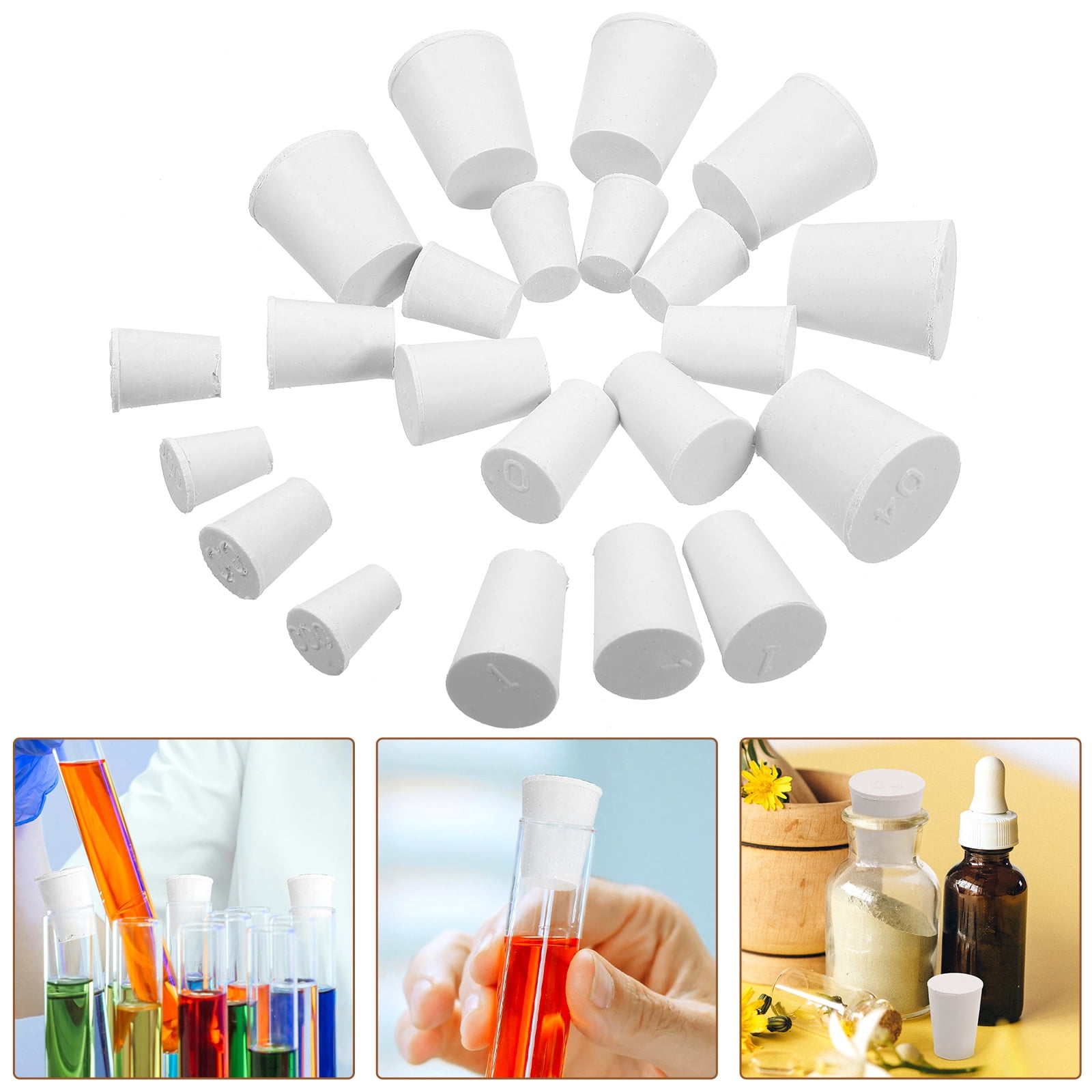 LOLIPPYY 50pcs White Rubber Stoppers for Sealing Laboratory Equipment ...