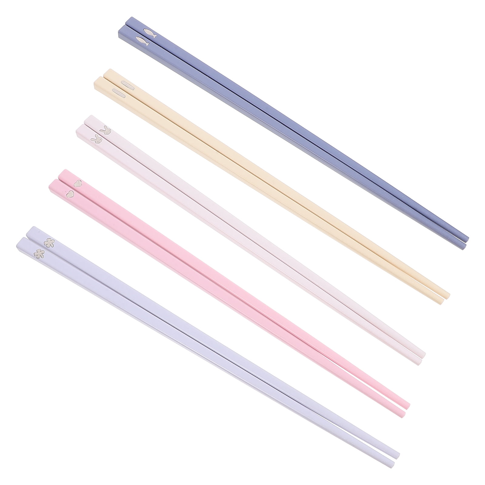 LOLIPPYY 5Pairs Assorted Color Alloy Chopsticks Set with Textured Grip ...