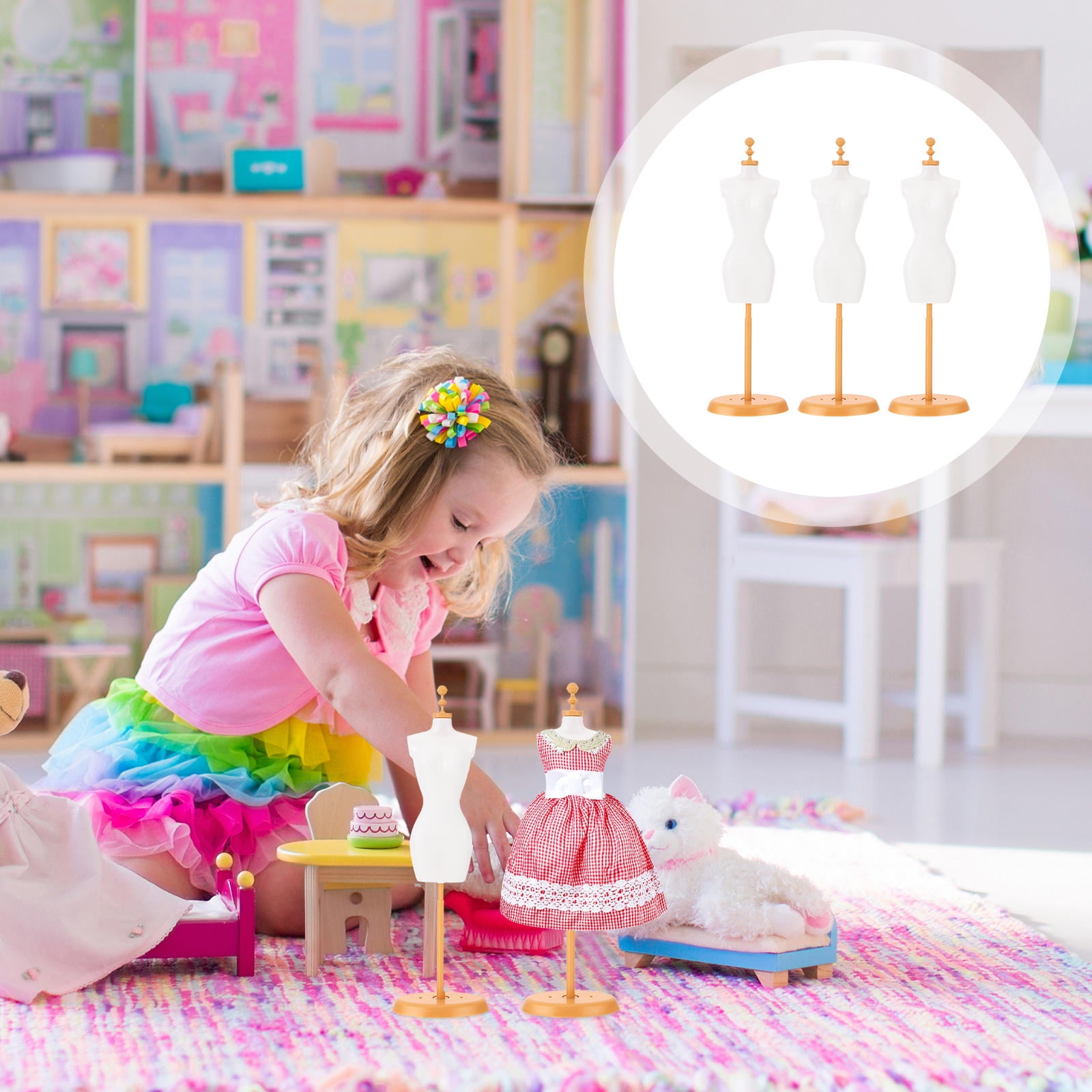 LOLIPPYY 5Pcs Clothing Mannequin Stand in White Gold for Children's ...