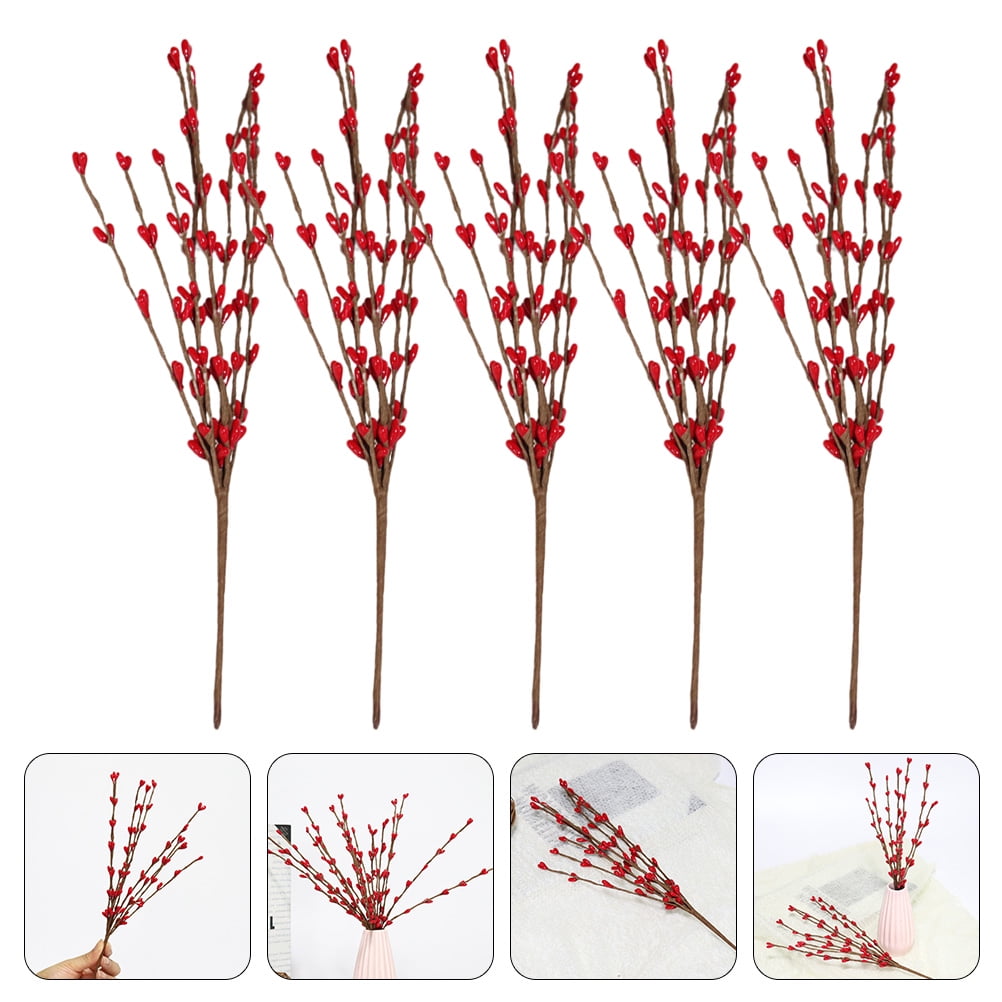 LOLIPPYY 5Pcs Fake Red Berry Picks for Christmas Tree and Thanksgiving ...
