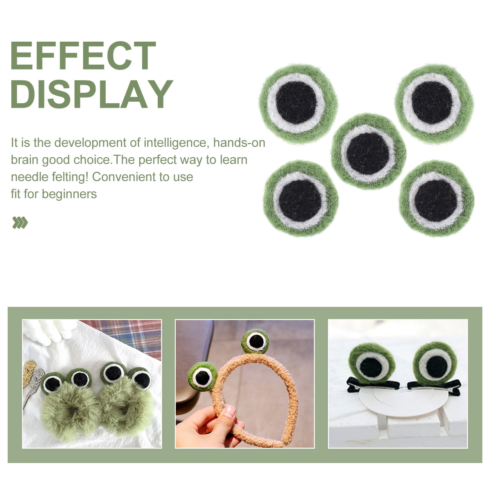LOLIPPYY 5Pcs Felt Frogs Eyes DIY Wool Felting Material for Needle ...