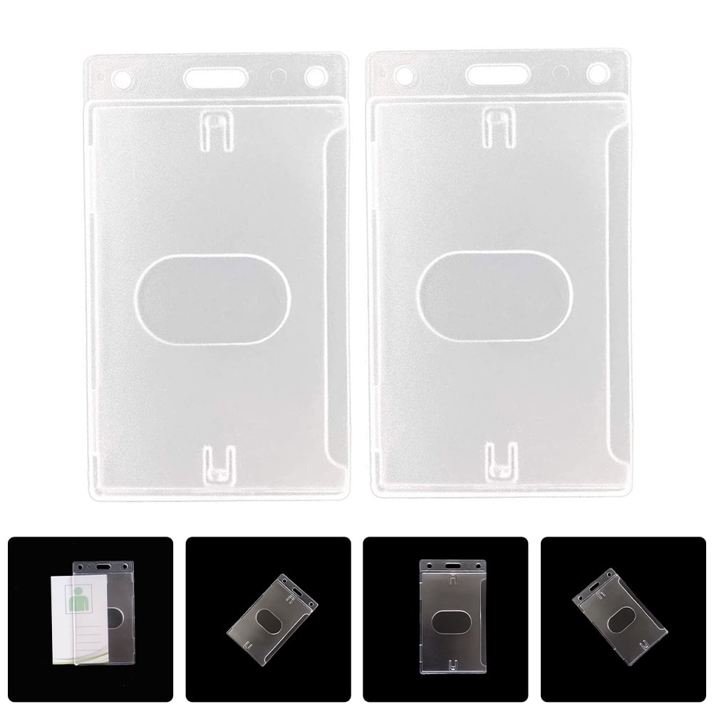 LOLIPPYY 5-Pack Transparent Hard Plastic Badge Holders with Lanyard ...