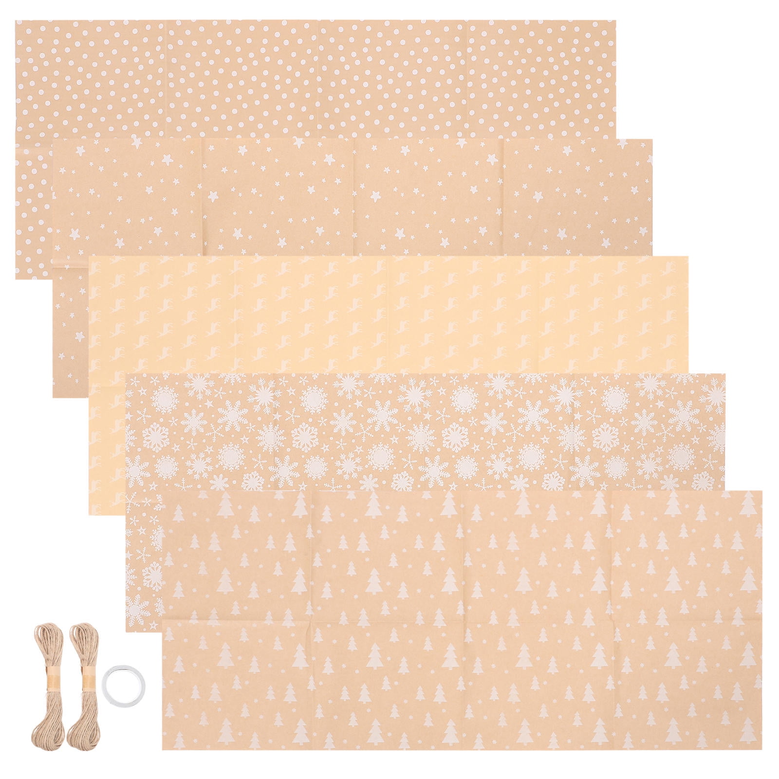 LOLIPPYY 5Pcs Multi Color Christmas Wrapping Paper Roll Kraft Paper ...