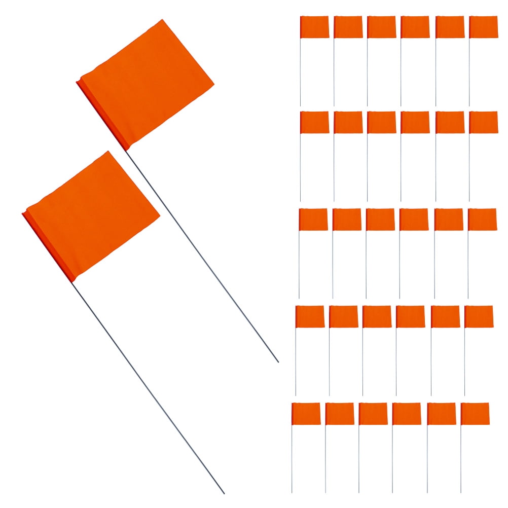 LOLIPPYY 60Pcs Orange Flag Markers with Steel Wire for Irrigation ...
