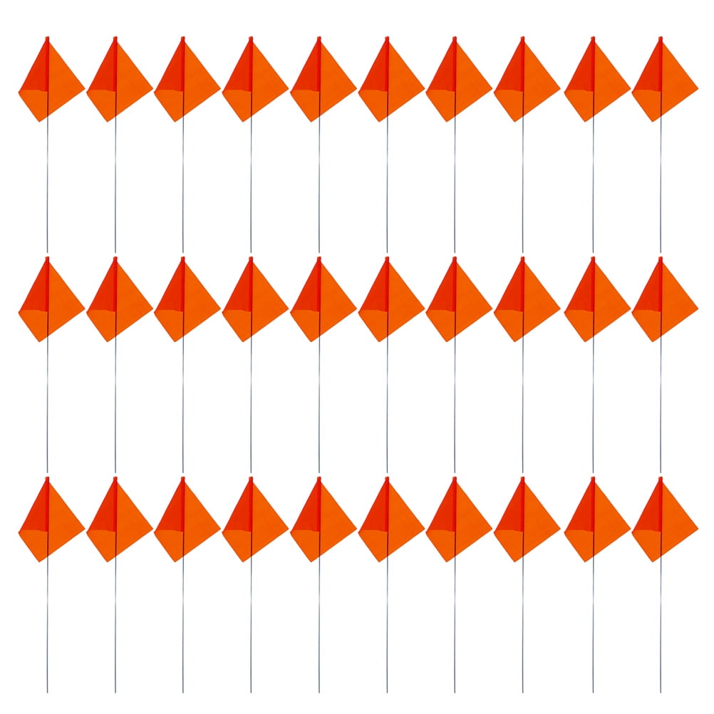 LOLIPPYY 60Pcs Orange Sprinkler Marker Flags with Steel Wire Stakes for ...