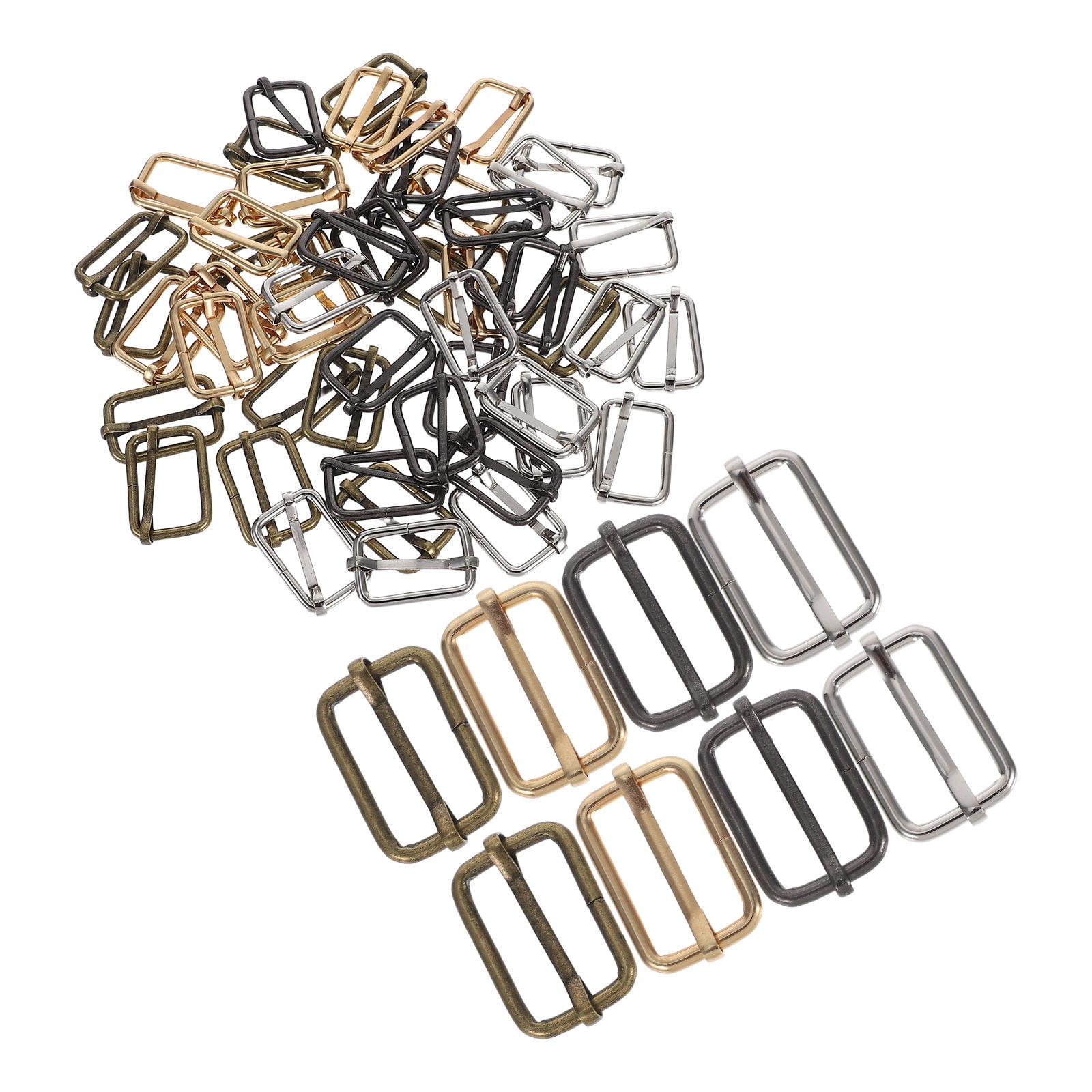 LOLIPPYY 60pcs Metal Slide Fastener Adjustable Rectangular Assorted ...