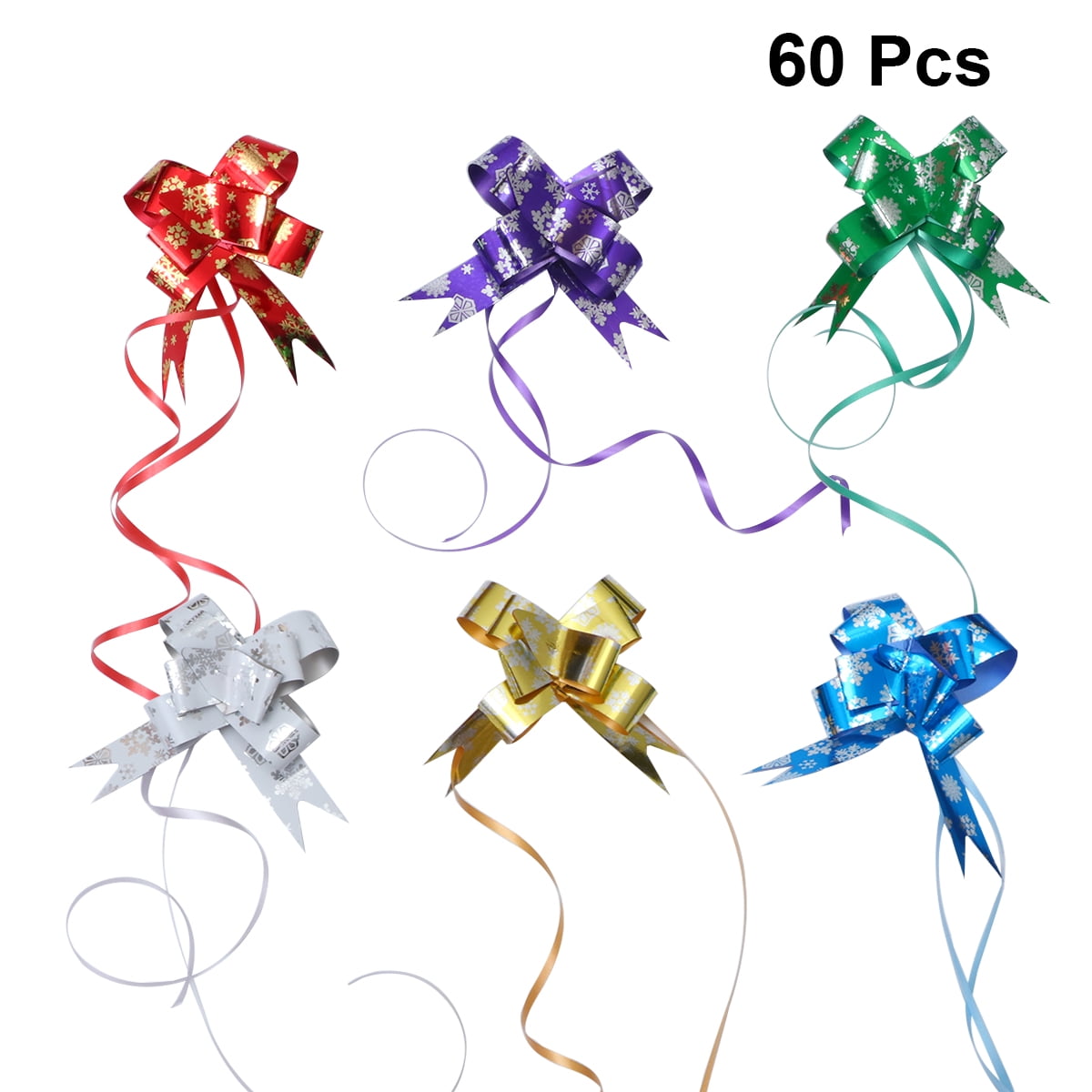 LOLIPPYY 60pcs Wide Ribbon Pull Bow Assorted Color PVC Bow Shape for ...
