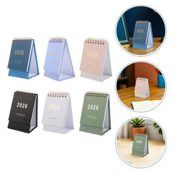 LOLIPPYY 6Pcs 2026 Compact Desk Calendar Assorted Color Foldable Daily ...