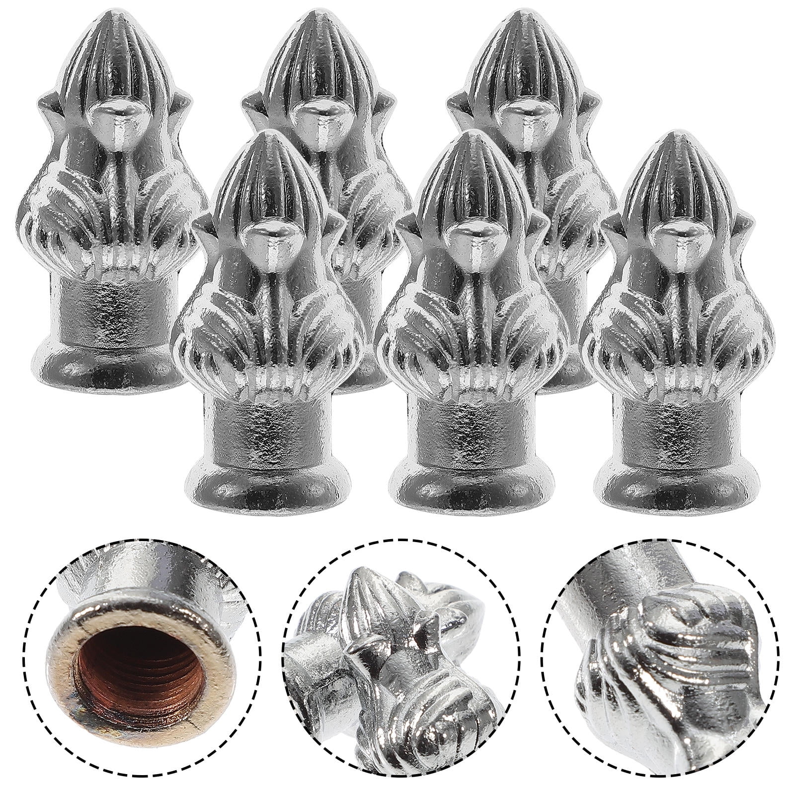 LOLIPPYY 6Pcs Alloy Lamp Finial Caps for Lamp Shade Holder and Harp ...