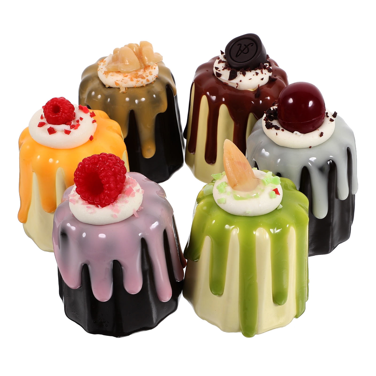 LOLIPPYY 6Pcs Artificial Cake Models Assorted Color Realistic Faux ...