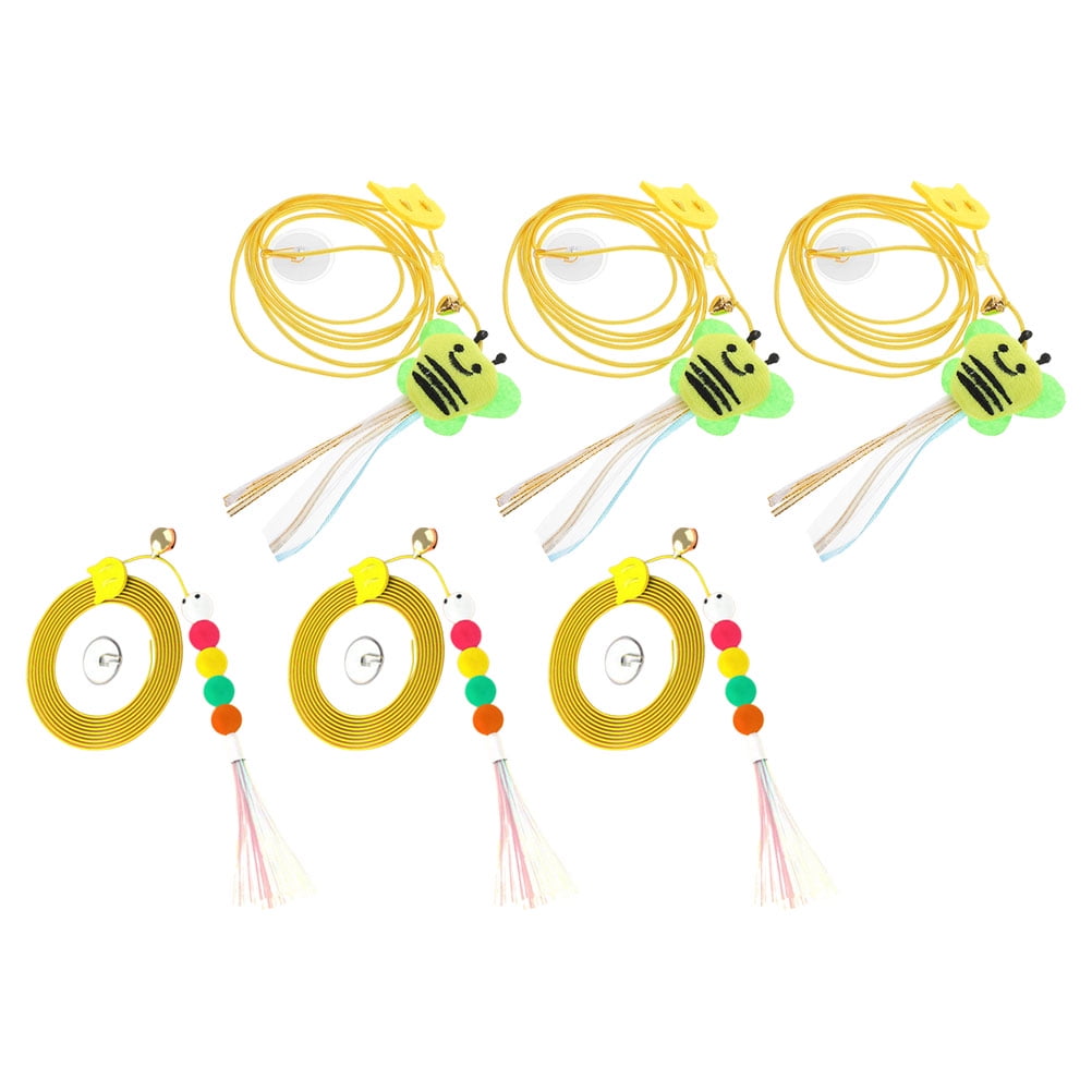LOLIPPYY 6Pcs Bee Shape Hanging Cat Toy Retractable Caterpillar ...