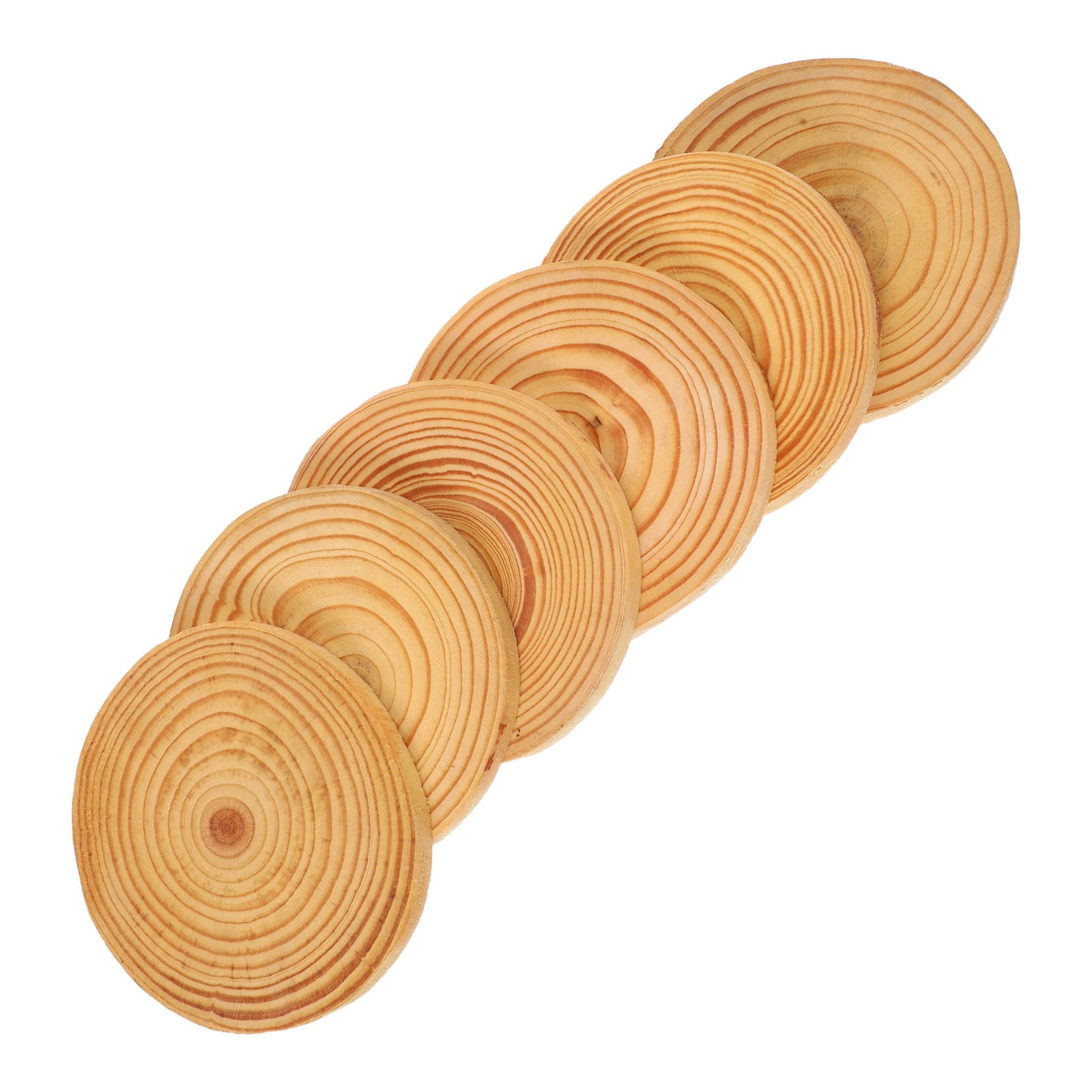LOLIPPYY 6-Pack Natural Round Wood Discs Craft Pieces Beige Unfinished ...