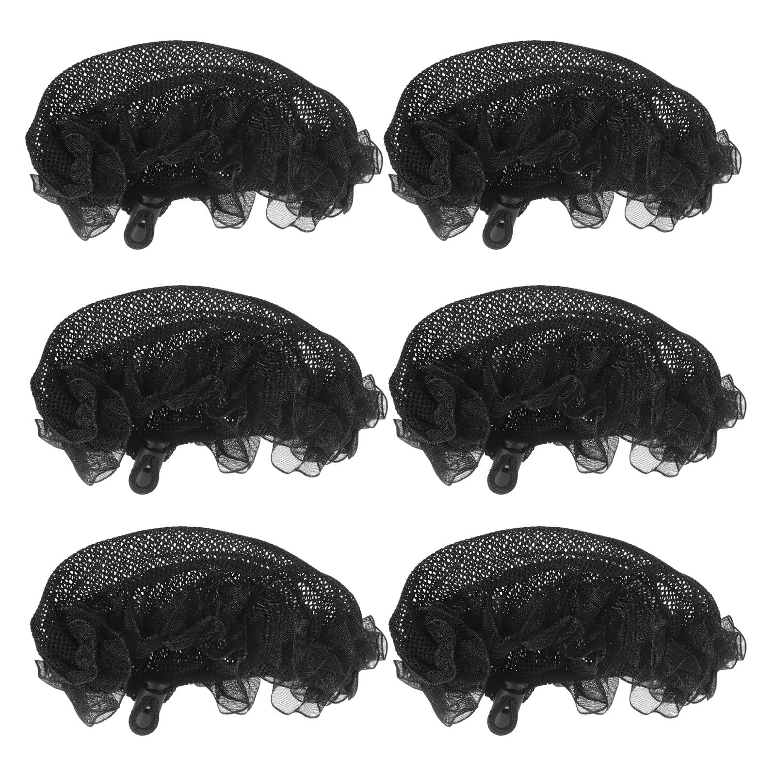 LOLIPPYY 6Pcs Elastic Black Mesh Bun Hair Nets Decorative Ballet ...