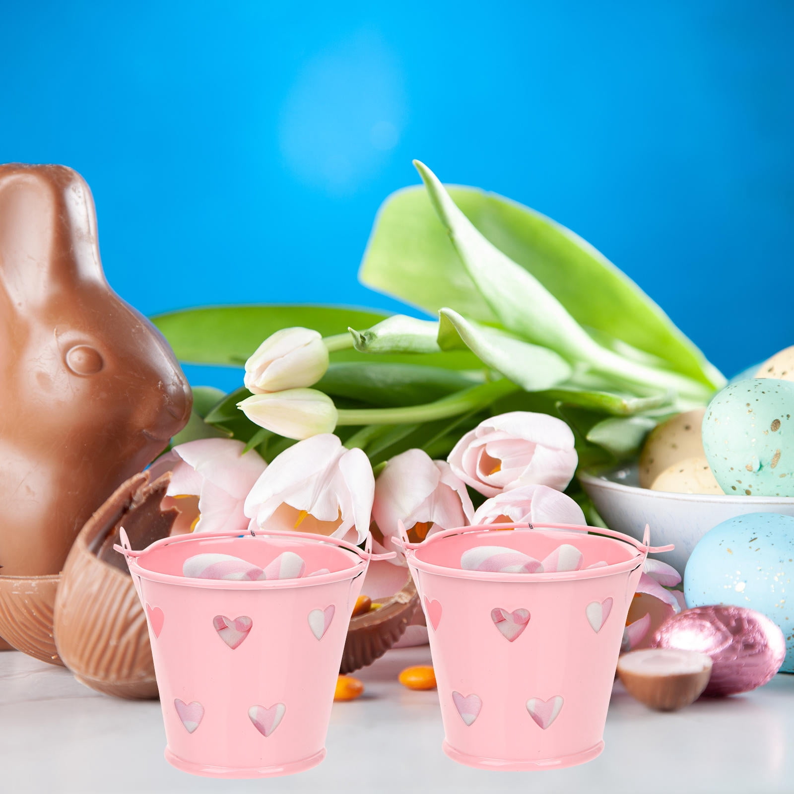 LOLIPPYY Set of 6 Heart-Shaped Small Tin Buckets for Party Favors and ...