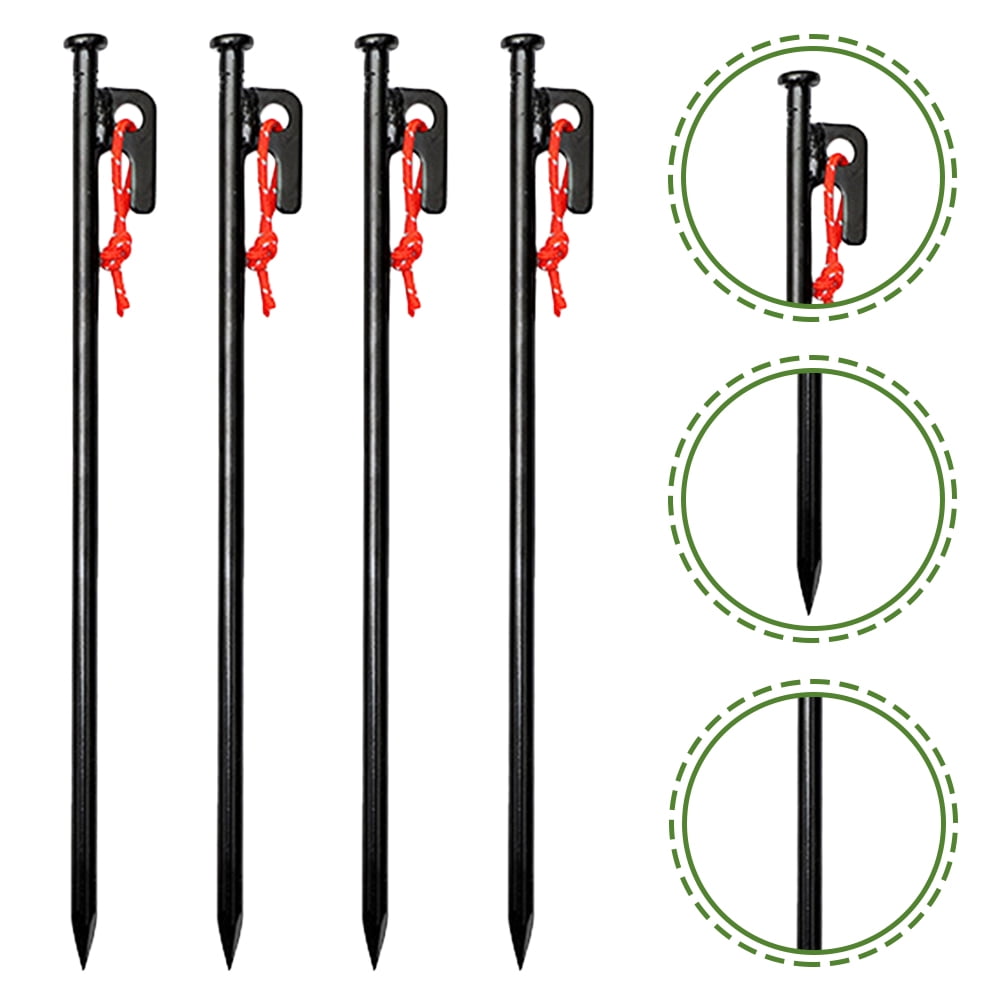 LOLIPPYY Set of 6 Heavy Duty 45cm Steel Ground Pegs Straight Rods for ...
