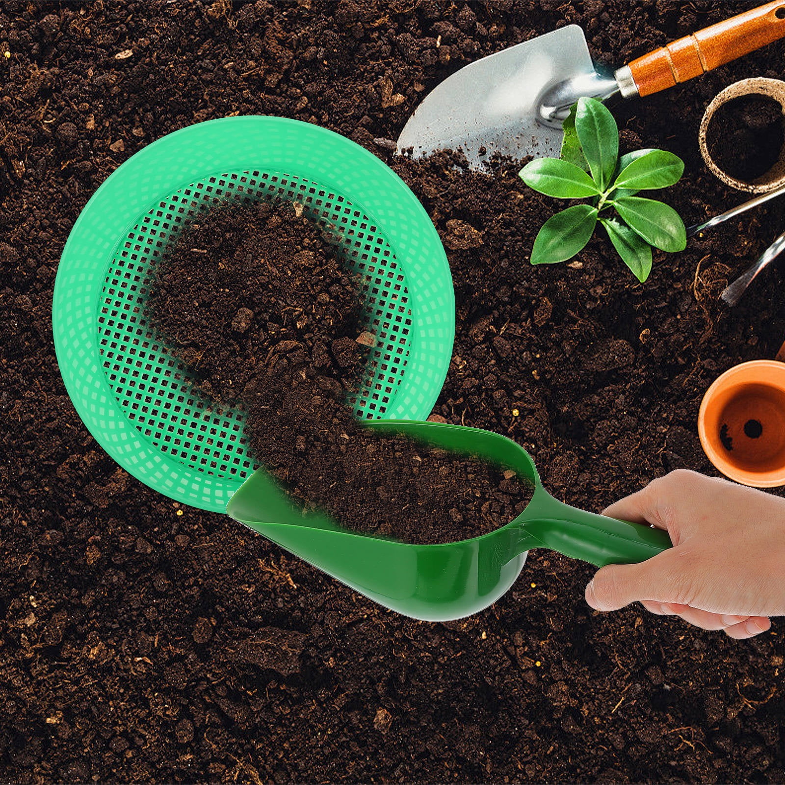 LOLIPPYY 6Pcs Plastic Garden Soil Sifters with Fine Mesh for Efficient ...