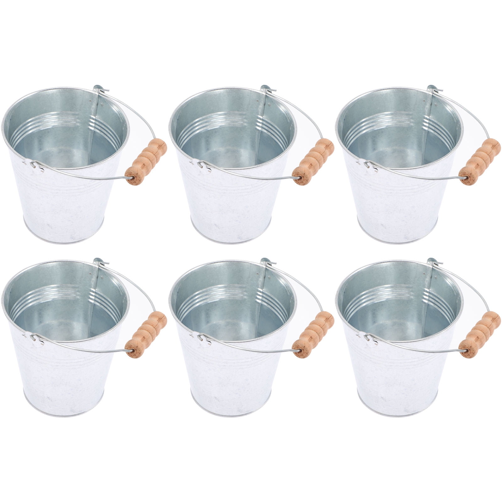 LOLIPPYY 6Pcs Portable Wooden Handle Snack Buckets Assorted Color Iron ...