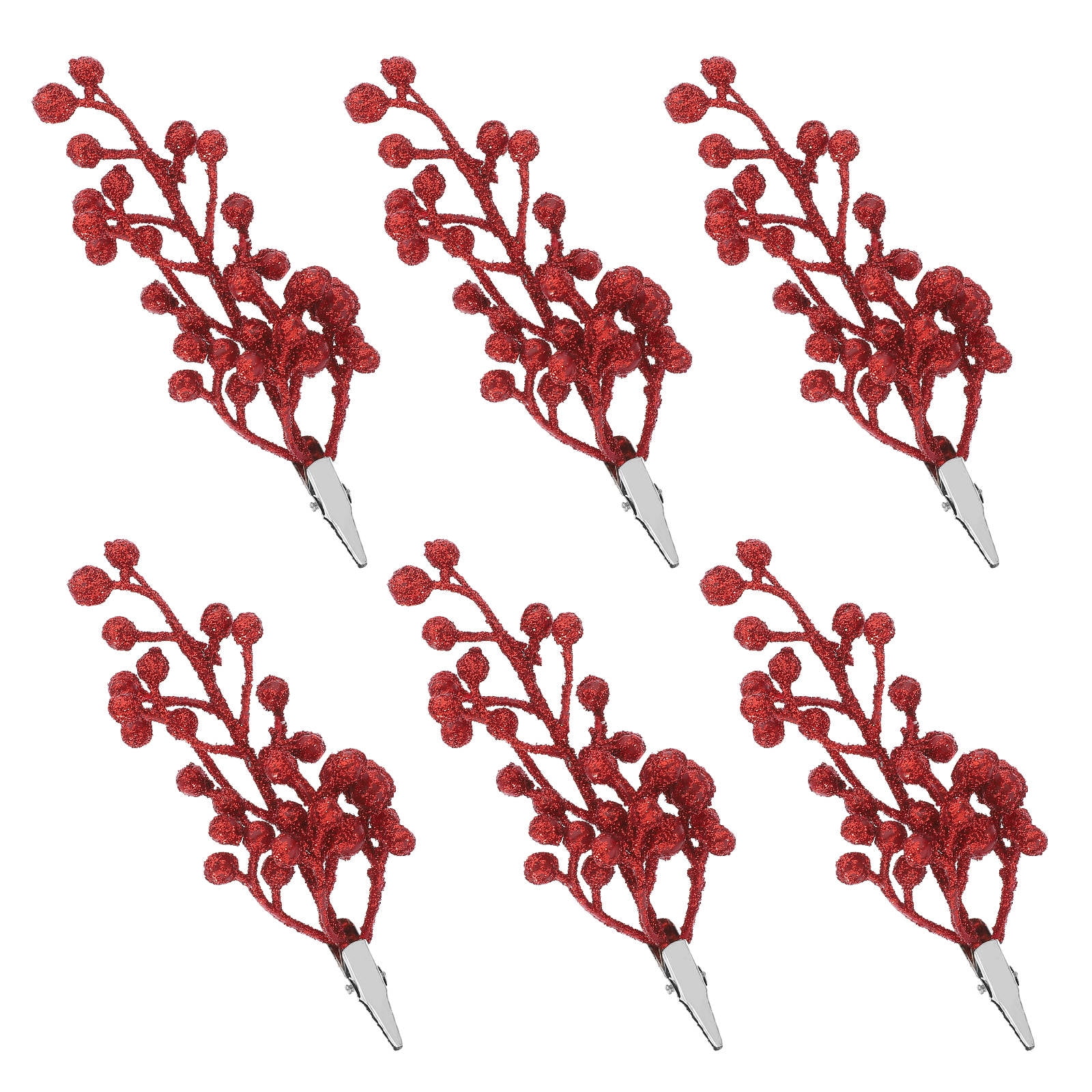 LOLIPPYY 6Pcs Red Christmas Tree Decorations Fake Berry Stems Easy ...