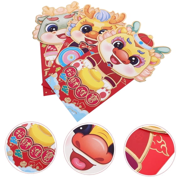 LOLIPPYY 6Pcs Red Luck Money Bags for 2024 Lunar New Year Paper ...