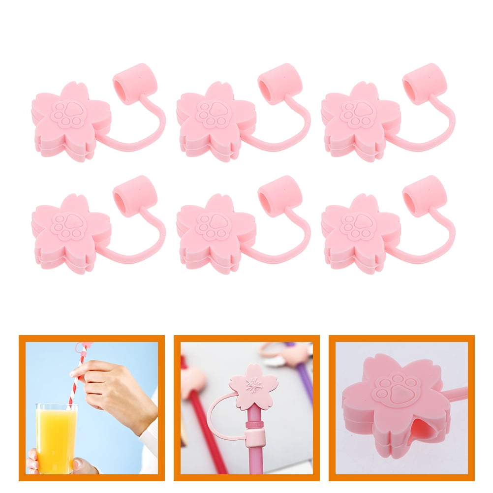 LOLIPPYY Set of 6 Reusable Drinking Straw Caps, Protective Covers for ...