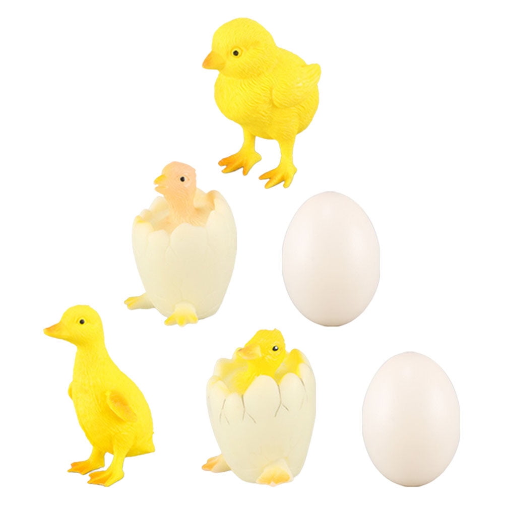 LOLIPPYY 6Pcs Simulated Farm Chicken Figurines Set Yellow PVC ...