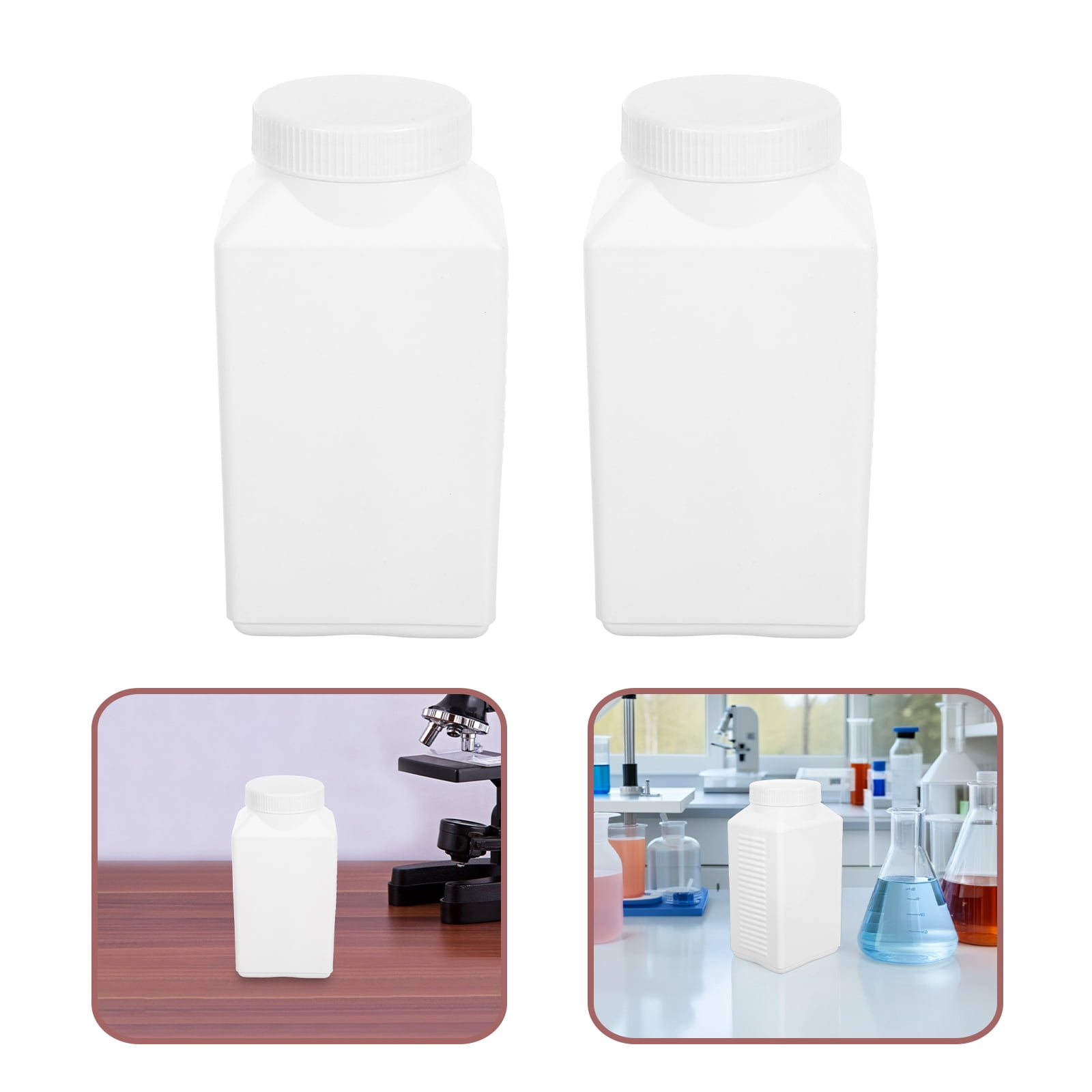 LOLIPPYY 6-Pack Square Wide Mouth Plastic Bottles with White Sealed ...