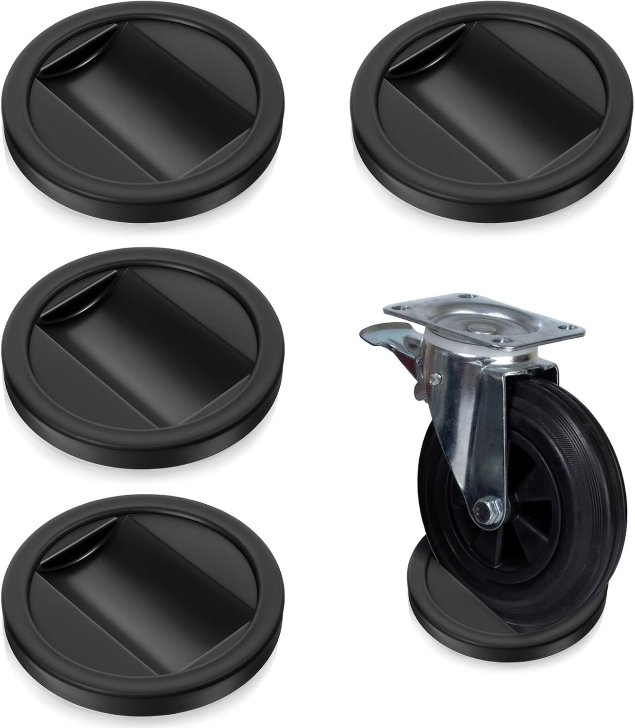 LOLIPPYY 6-Pack Black Rubber Furniture Cups and Bed Stoppers for Sofa ...