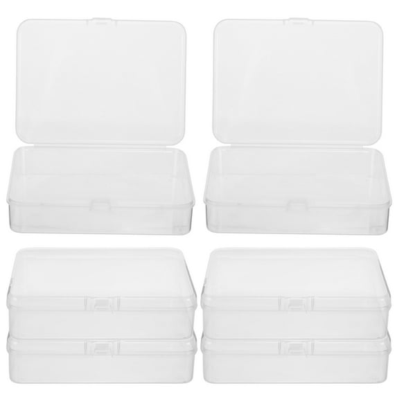 LOLIPPYY 6pcs Mini Clear Plastic Storage Boxes Rectangular Design for ...