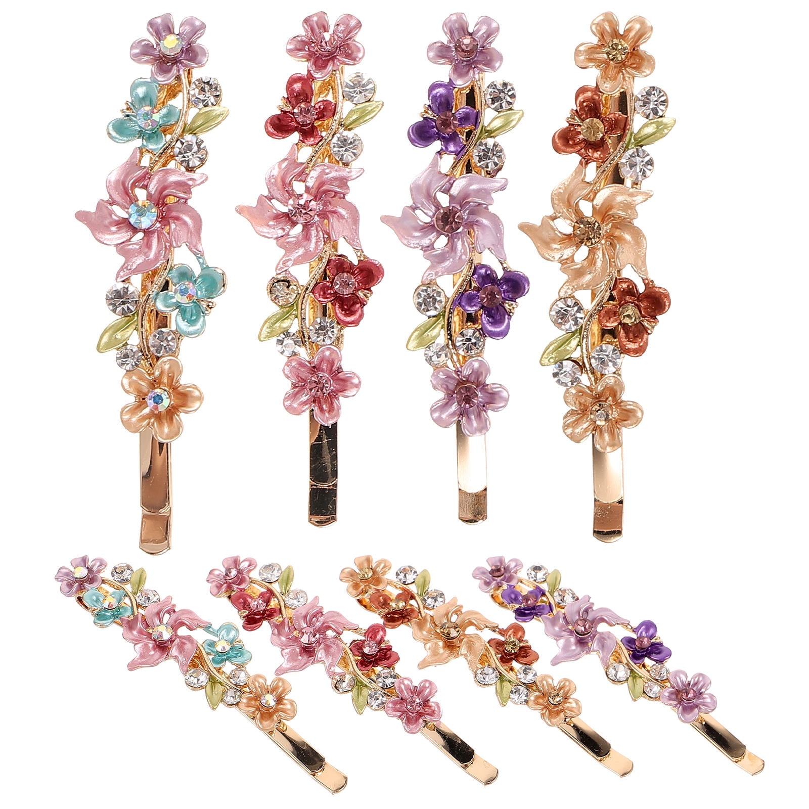 LOLIPPYY 8Pcs Assorted Color Rhinestone Hair Barrettes Elegant ...