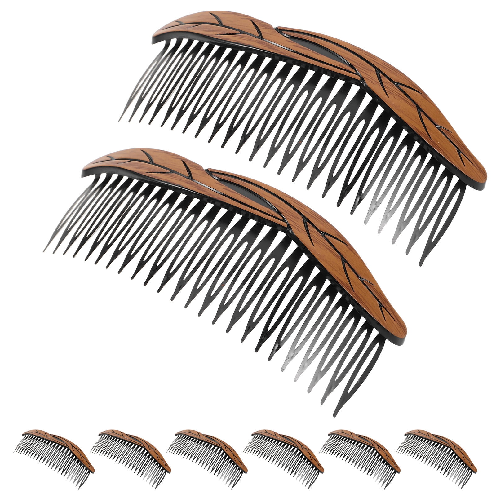 LOLIPPYY 8-Piece Light Brown Hair Styling Comb Set with Elegant Leaf ...