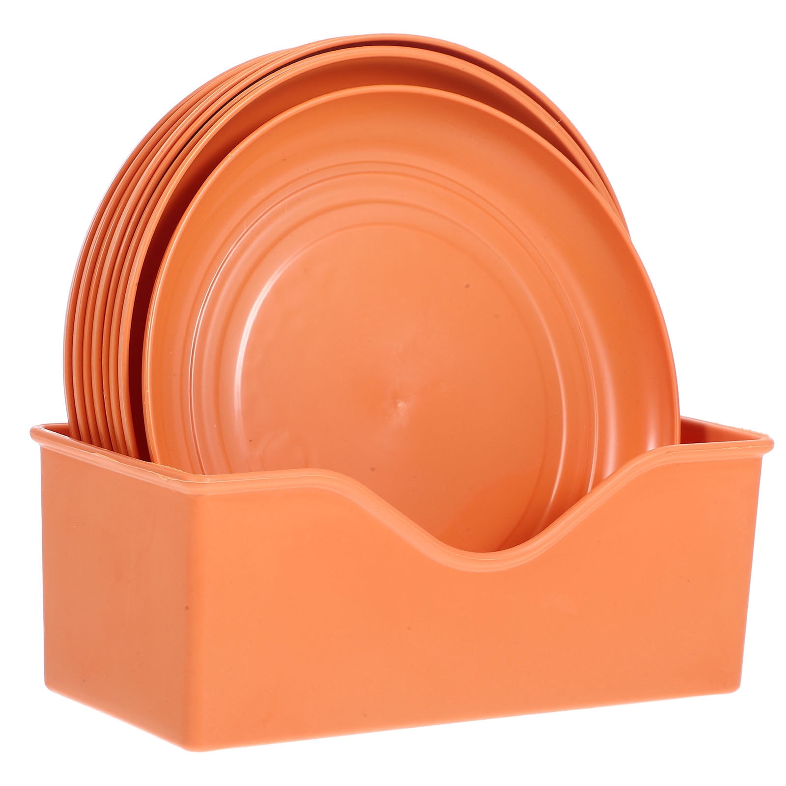 LOLIPPYY 8Pcs Plastic Cat Food Bowls Orange Shallow Pet Plates with ...