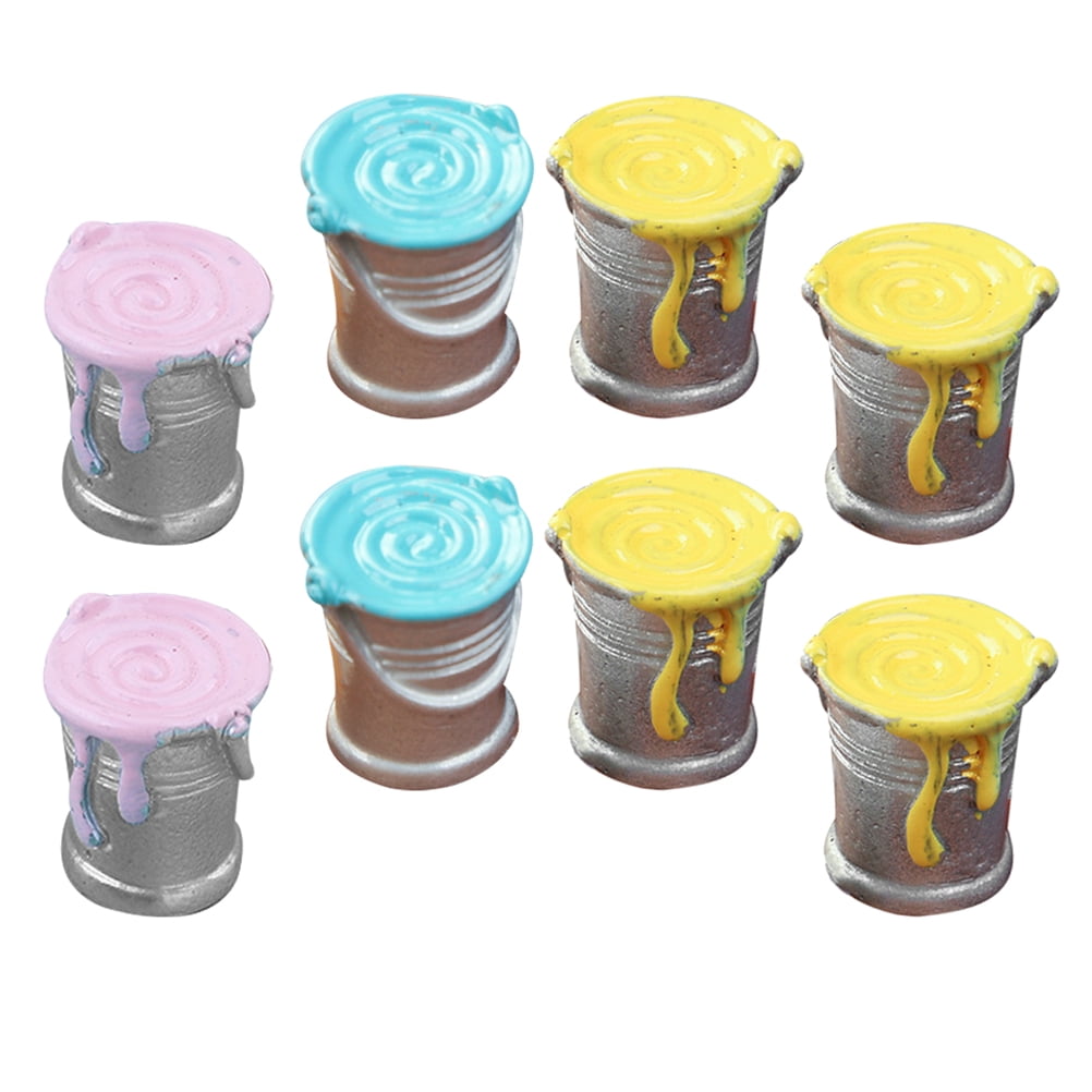 LOLIPPYY 8Pcs Resin Paint Bucket Shape for Mini House Layout in Living ...