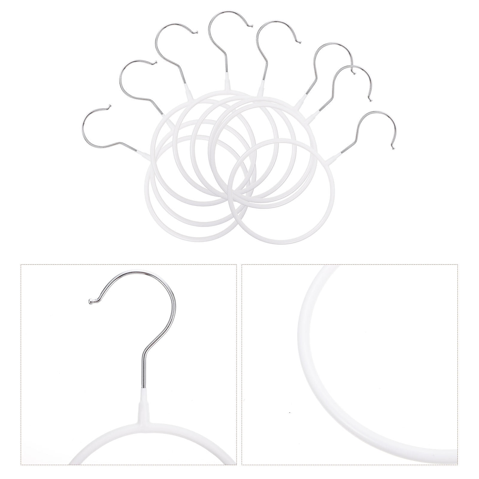 LOLIPPYY 8Pcs White Iron PVC Circle Scarf Hanger for Closet Organizer ...