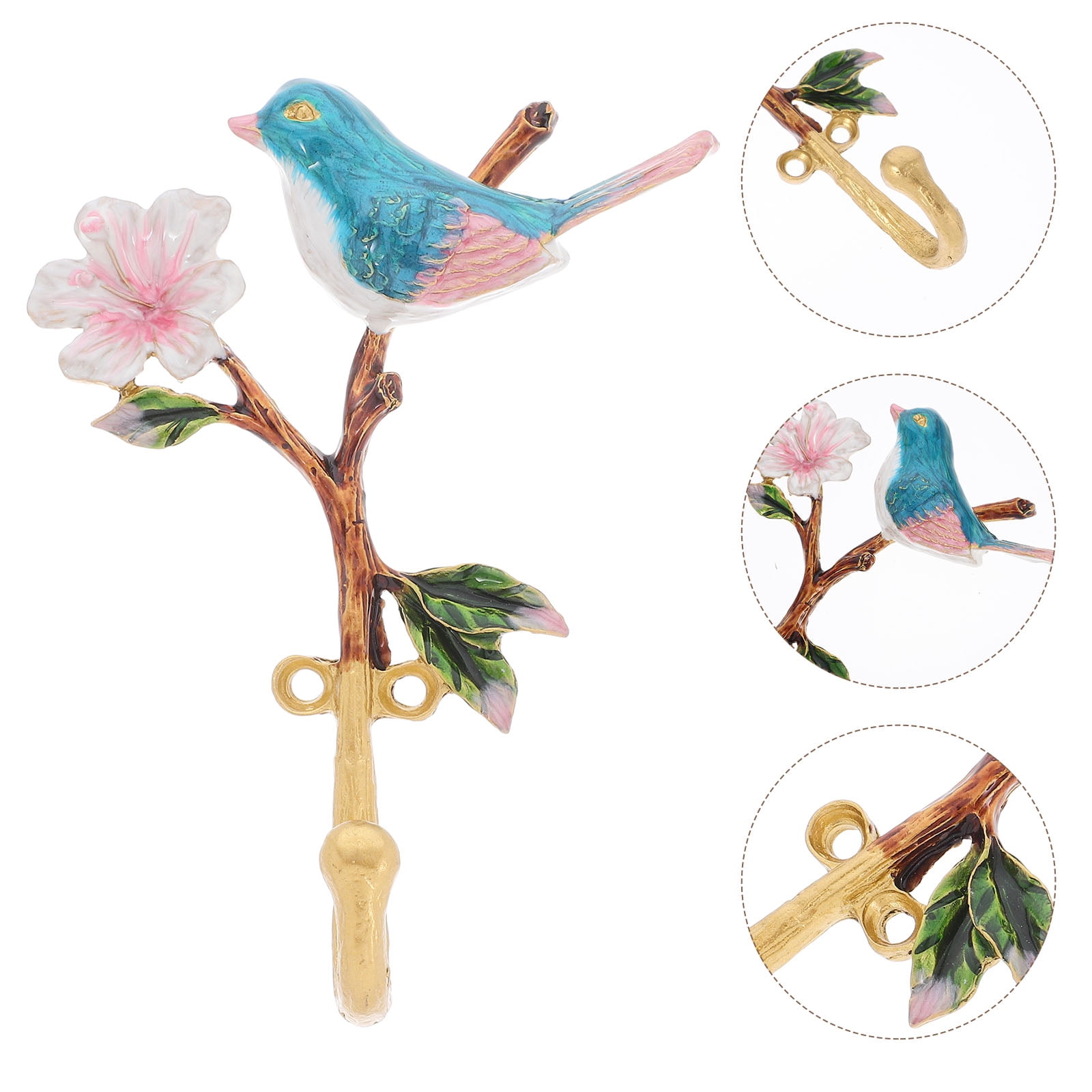 LOLIPPYY Antique Style Enamel Wall Hooks Bird Shape Sticky Heavy Duty ...