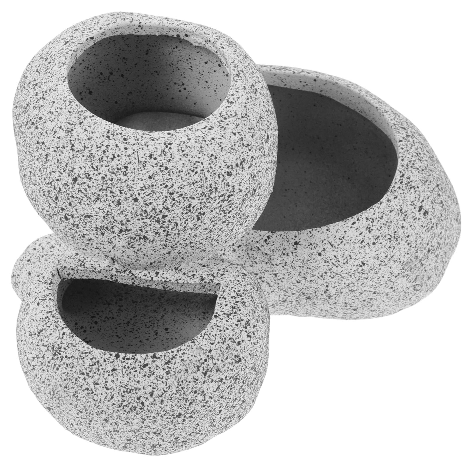 LOLIPPYY Aquarium Hideaway Fish Shrimp Hideout Cave Ceramic Dark Grey ...